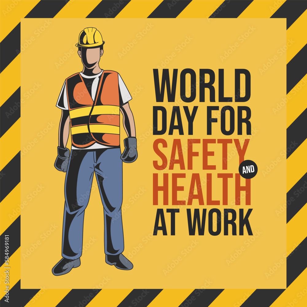 world day safety and health at work. safety day celebration. flat ...
