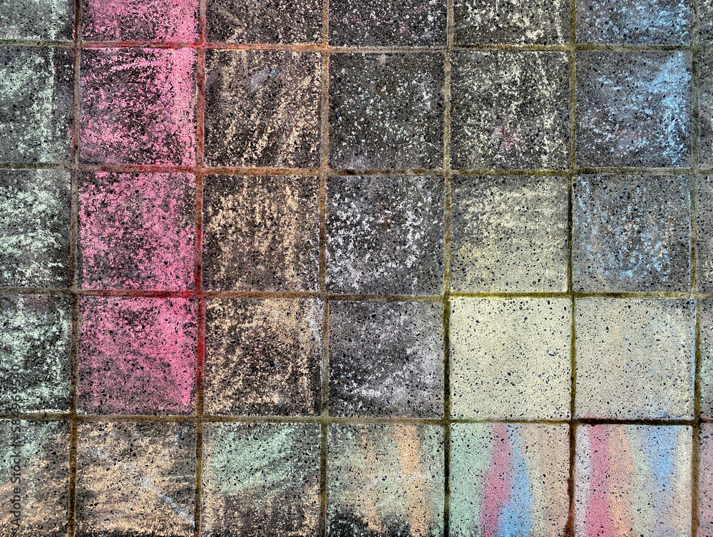 pavement tiles with chalk Stock Photo | Adobe Stock