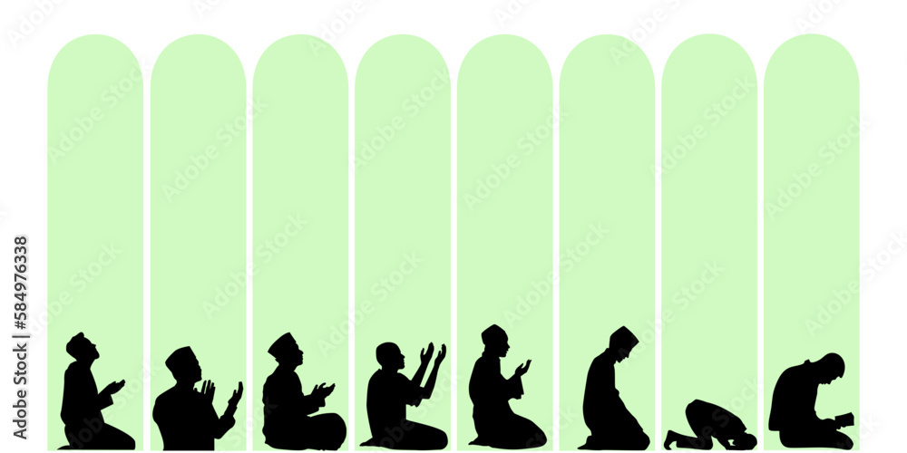 Traditionally clothed Muslim man making a supplication (salah) while ...