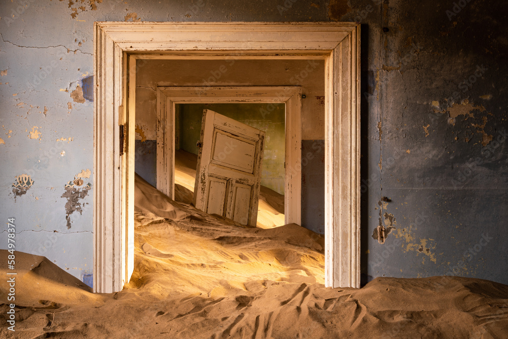 House buried by the desert in Kolmanskop ghost town, Namibia, Africa ...