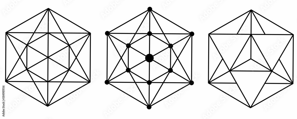metatron cube sign set isolated on white background.merkaba Symbol ...