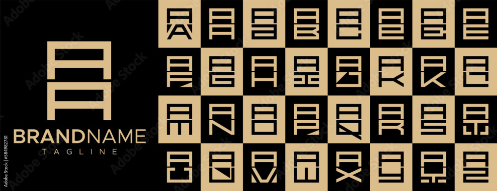 Simple square letter A AA logo design set Stock Vector | Adobe Stock