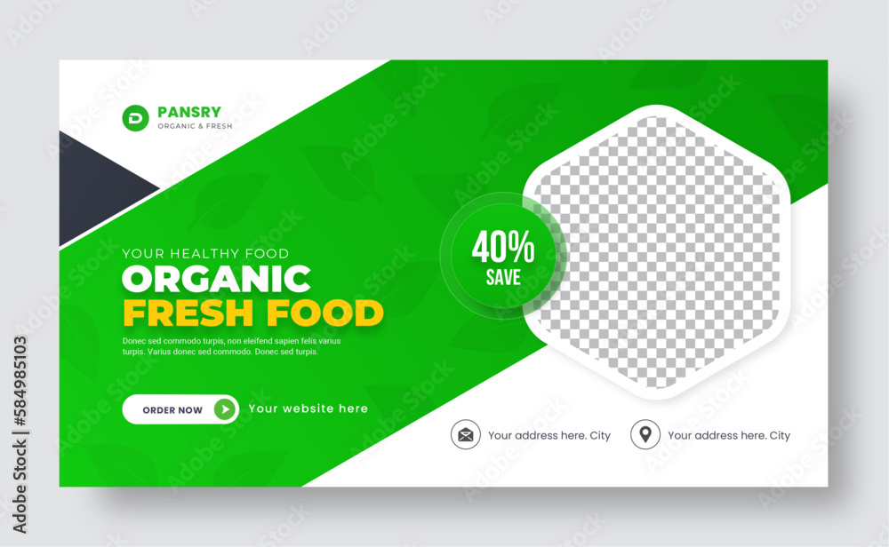 Healthy and Organic Food Banner Template. Organic Food Social Media ...