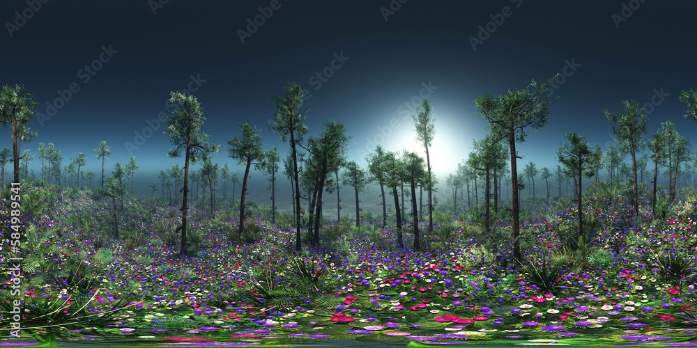 Forest at dawn, HDRI, environment map , Round panorama, spherical ...