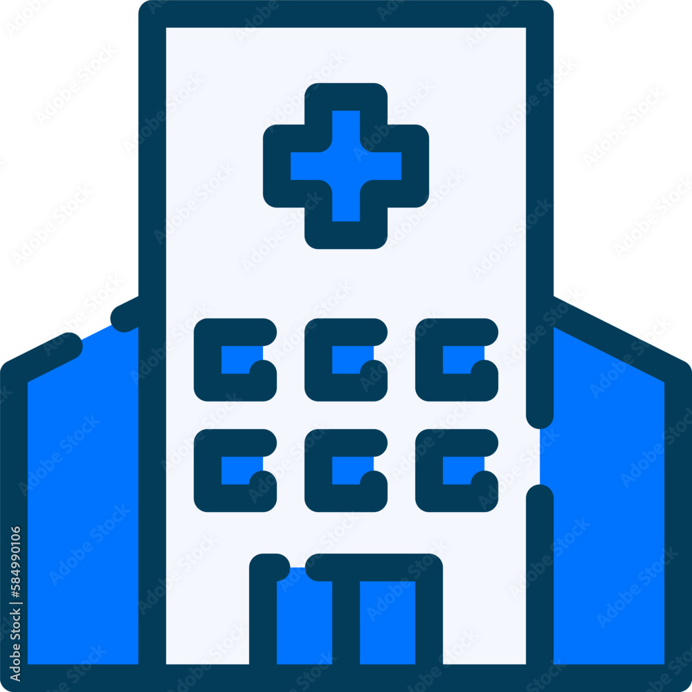 Hospital icon is a symbol that represents a medical center, where ...