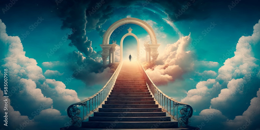 Religion background Stairway to Heaven Stairs in sky Generative AI ...