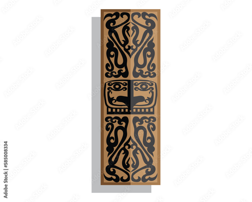 vector design of a wooden board or shield of the Biak tribe in West ...