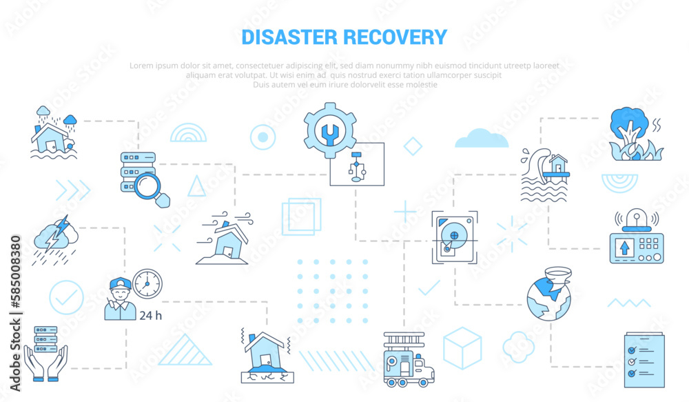 disaster recovery concept with icon set template banner with modern ...