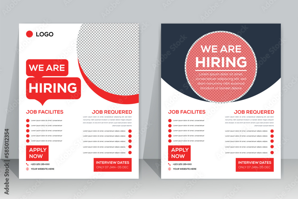 We are hiring flyer design. Job offer leaflet template. We are hiring ...
