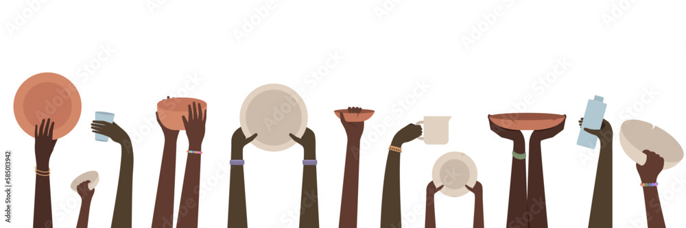 Starving people. Poverty stricken starving famine hands. Illustration ...