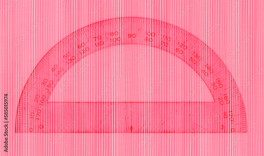 Red protractor with white pencil lines Stock Photo | Adobe Stock