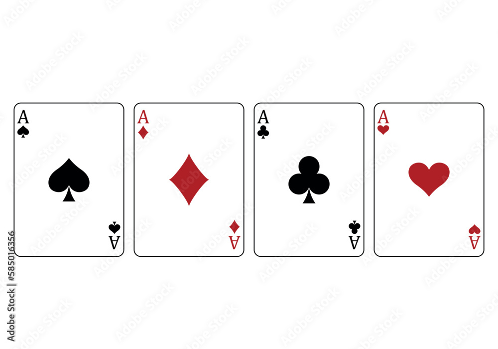 playing cards - a set of ace cards, Aces of Hearts, Spades, Clubs and ...