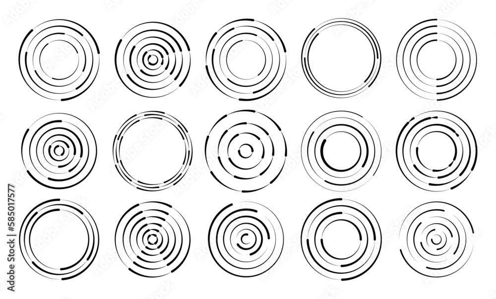Speed lines circle frames. Round swirl and curves movement spiral ...