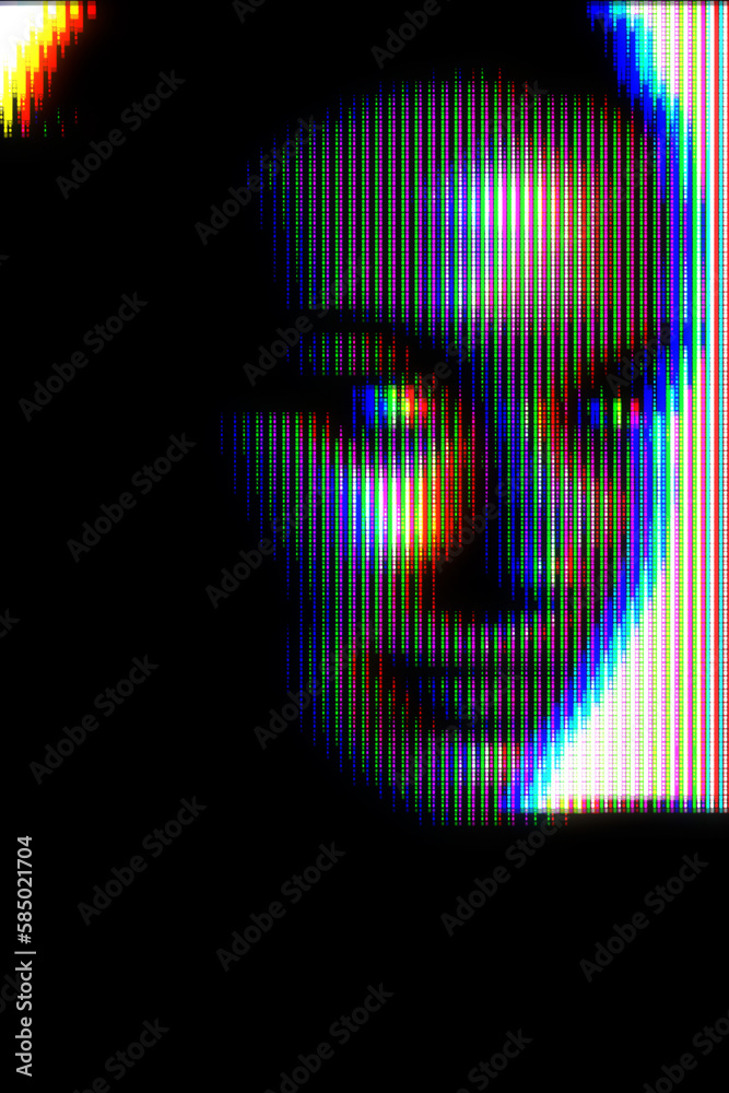 Abstract woman portrait illustration in halftone television screen ...