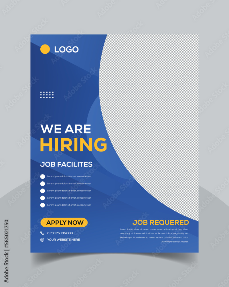 We are hiring flyer design. Job offer leaflet template. We are hiring ...