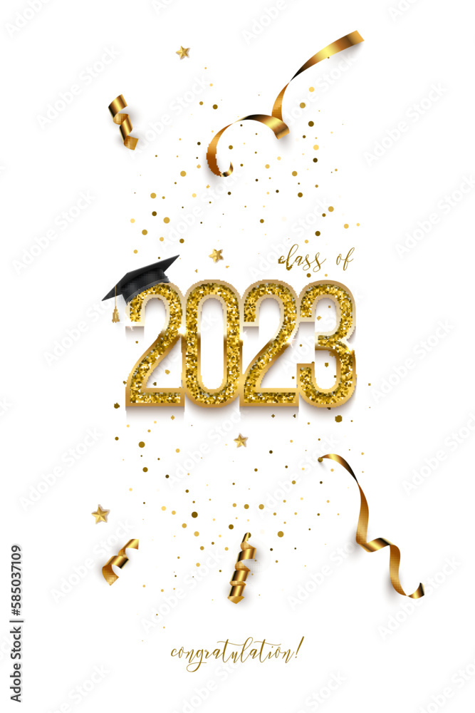 2023 graduation ceremony vertical banner. Award concept with academic ...