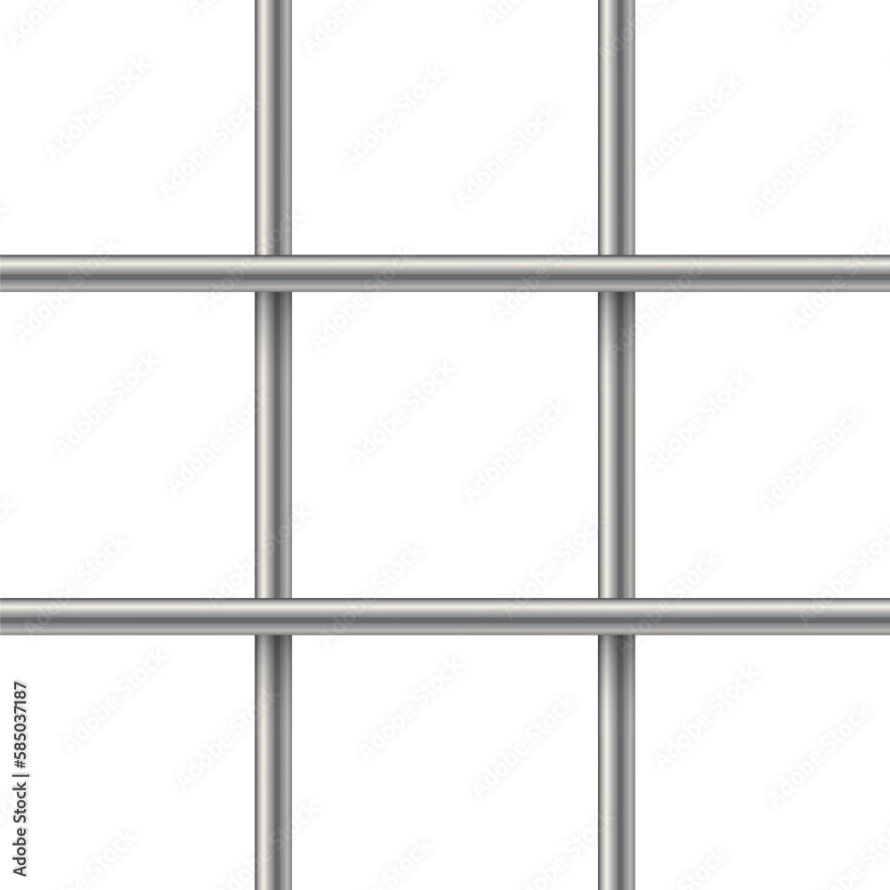 3d prison cage, metal jail bars, iron grid mesh of crossed rods, square ...
