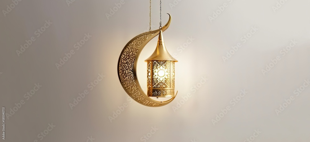 crescent Islamic for ramadan kareem and eid mubarak with generative ai ...