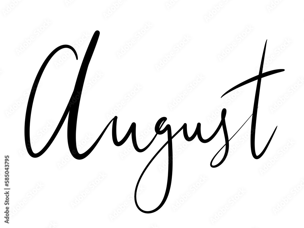 simple design element inscription hand style month august summer on ...