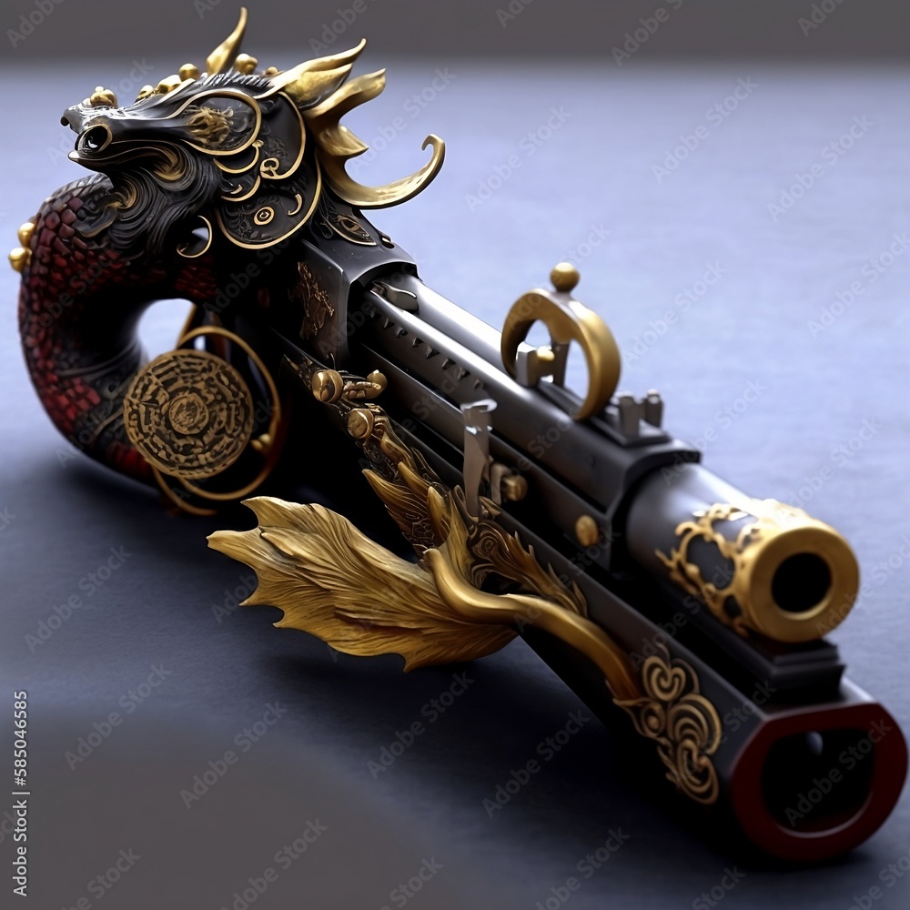 pistol of Chinese dragon #ai generated Stock Illustration | Adobe Stock