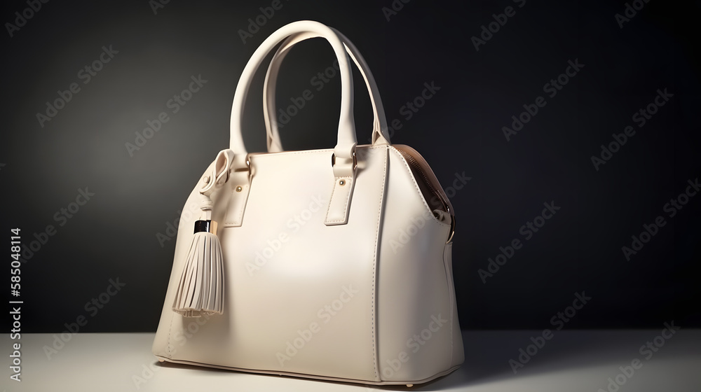 Beautiful trendy smooth youth women's handbag in cream color on a ...