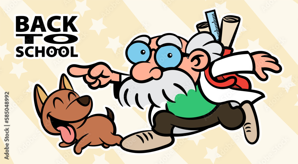 Cartoon illustration of Old Professor with mustache and grey hair ...