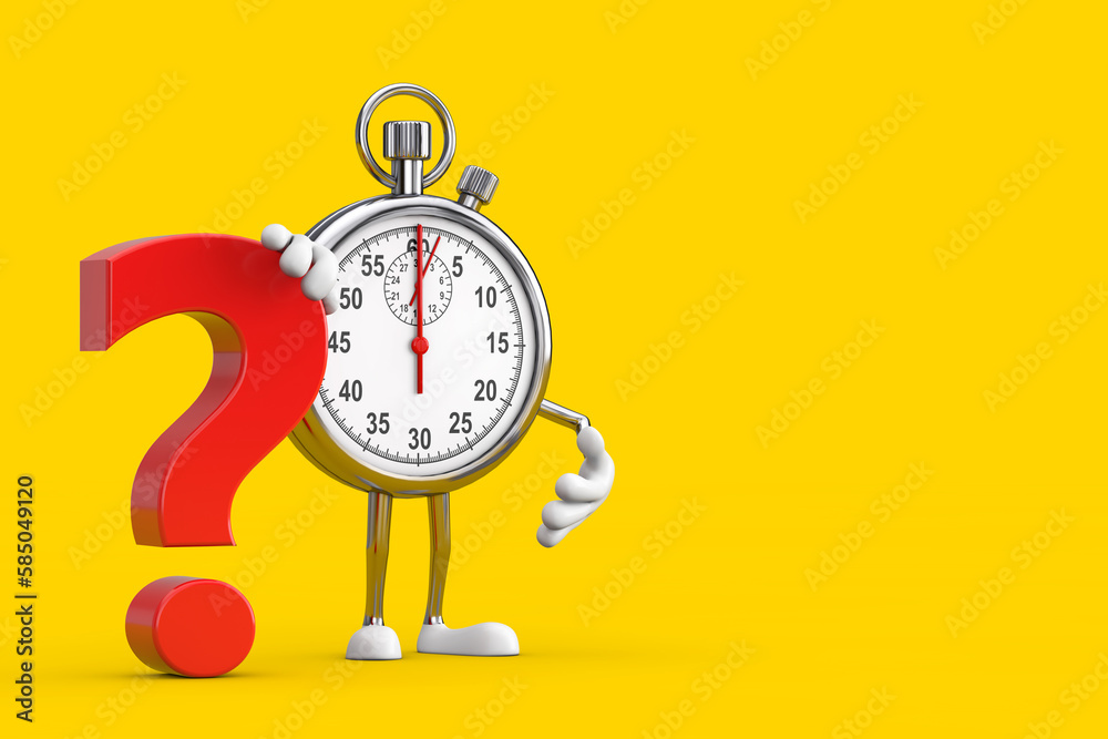 Modern Stopwatch Cartoon Person Character Mascot with Red Question Mark ...