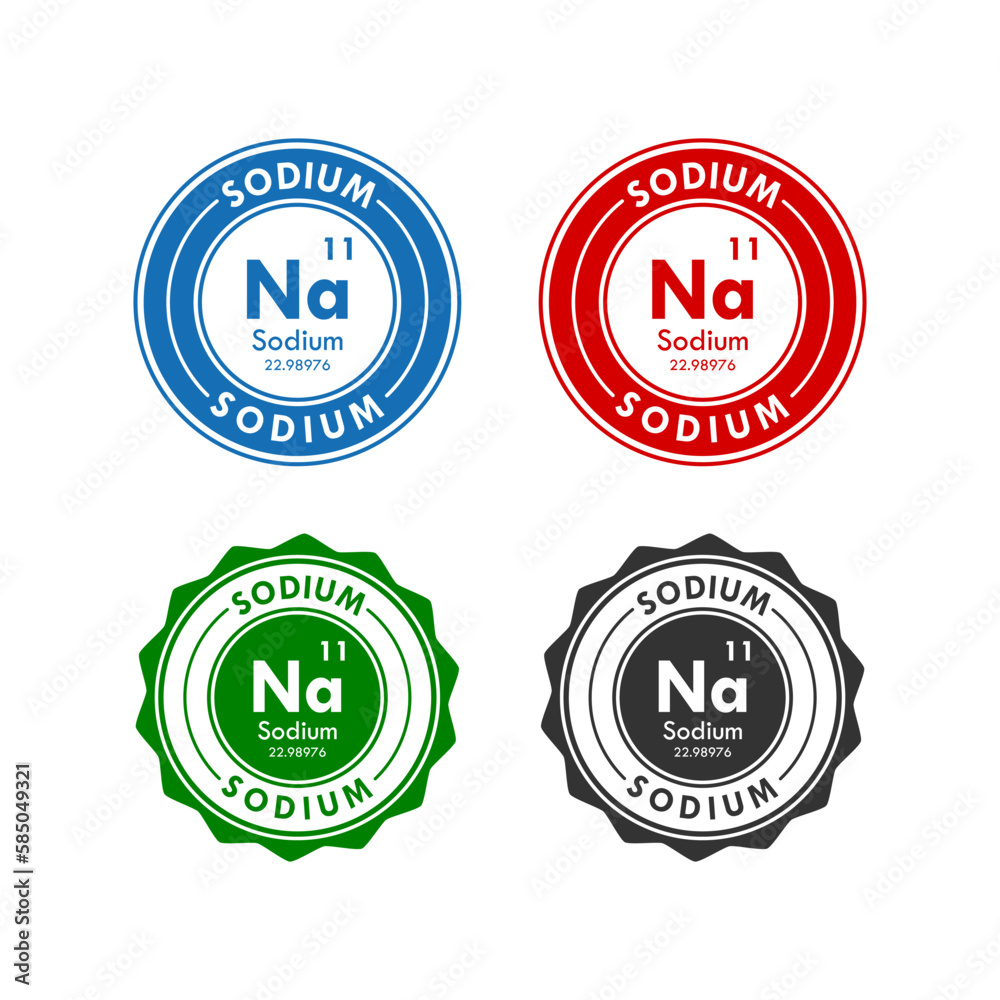 sodium icon set. vector illustration in 4 colors options for web design ...