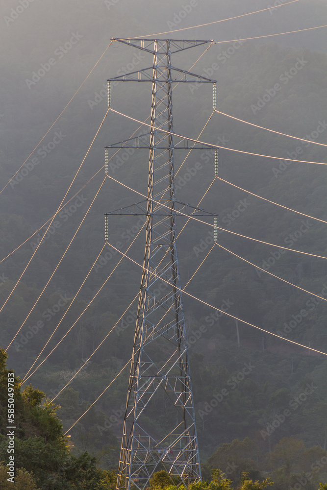 High voltage transmission lines in Phongsali province, Laos Stock Photo ...