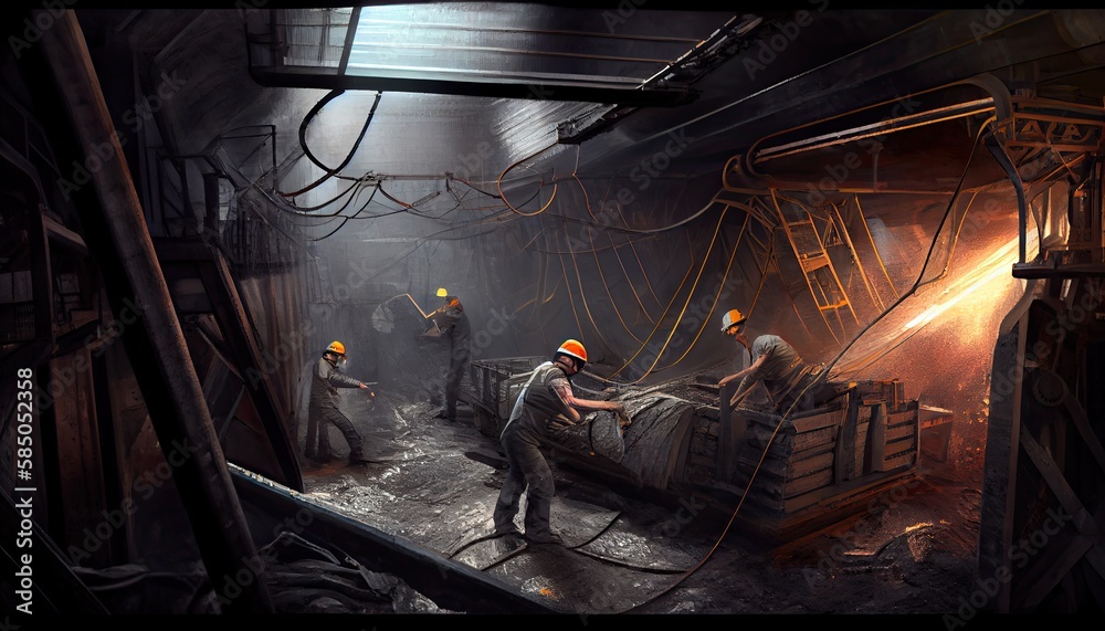 Underground mining Coal mining in mine Miner in underground mine on ...