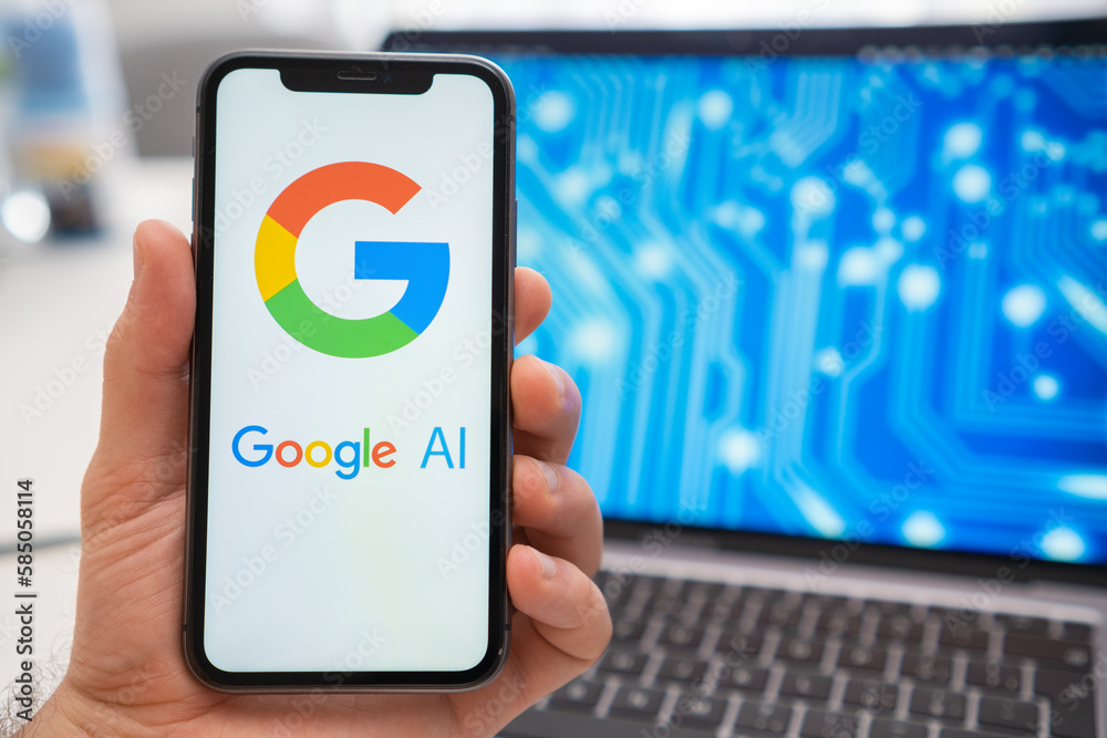 Google AI artificial intelligence logo on the screen of mobile phone ...