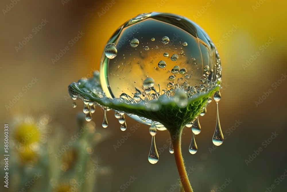 a close-up of a water droplet on a wild plant. The art of taking close ...