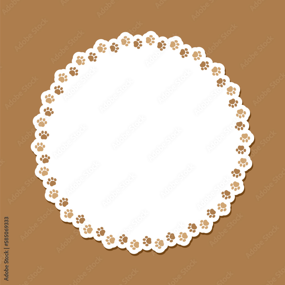Round frame made of animal paw prints with empty space for your text ...