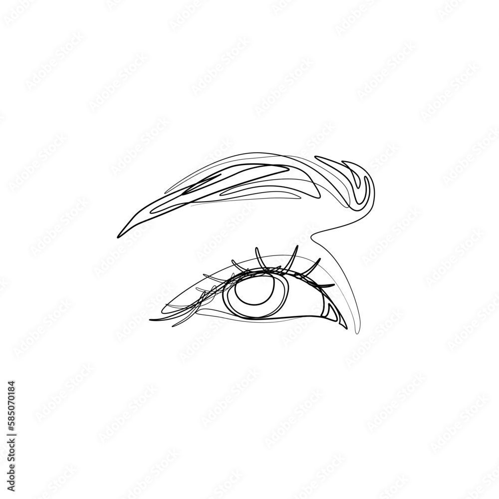 Eye with eyebrow, continuous line drawing, small tattoo, print for ...