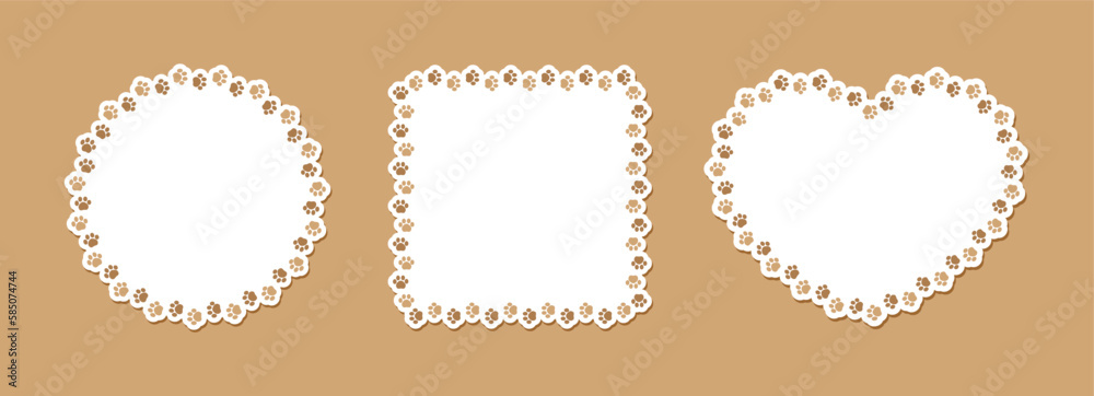 Vetor de Cute animal paw print frame with copy space. Animal pet dog ...