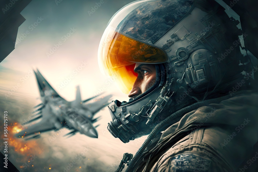 Experienced military pilot in cockpit of modern fighter jets, created ...