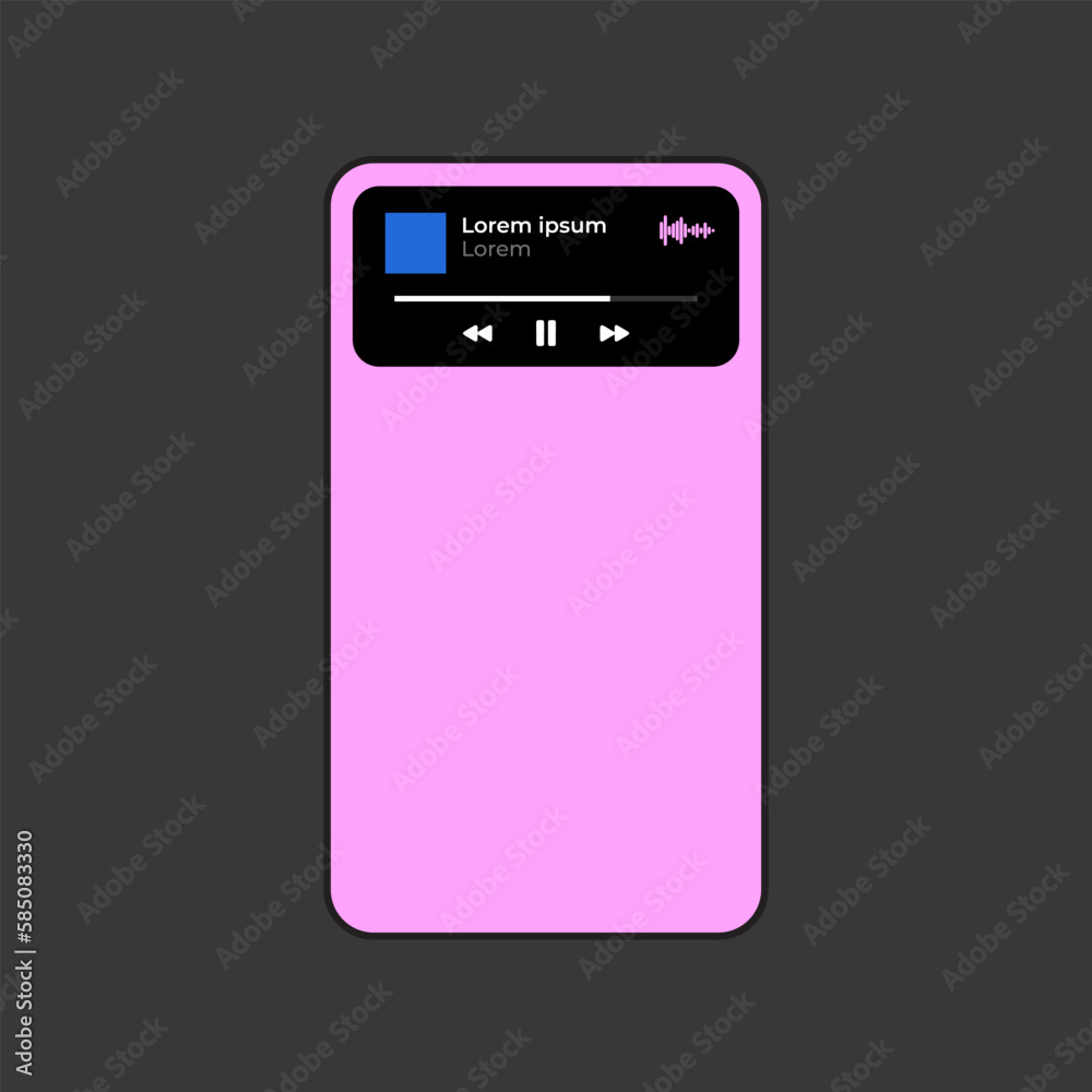 Smartphone music player. Music app concept. Vector flat illustration ...