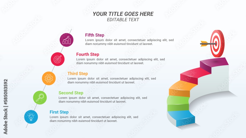 Stairway to Success Infographic Presentation Template with Five Steps ...