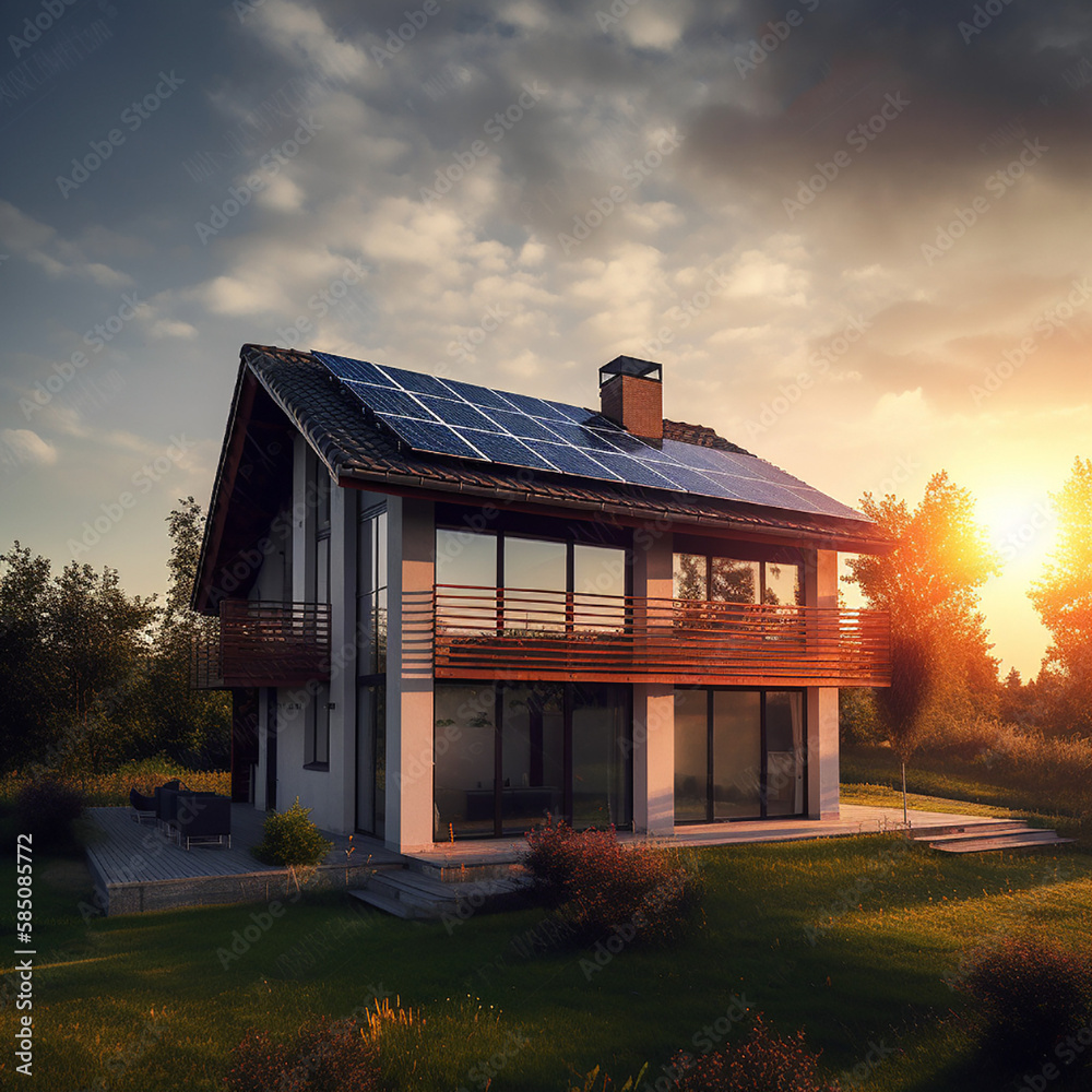 Climate-neutral house with solar energy and geothermal energy and ...