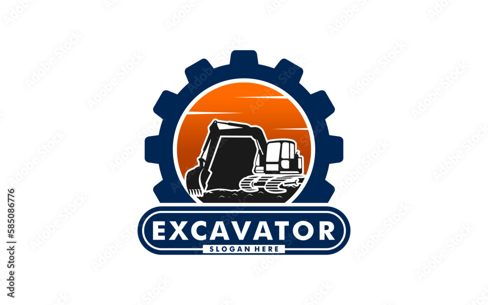 Excavator construction logo design, excavator logo element heavy ...