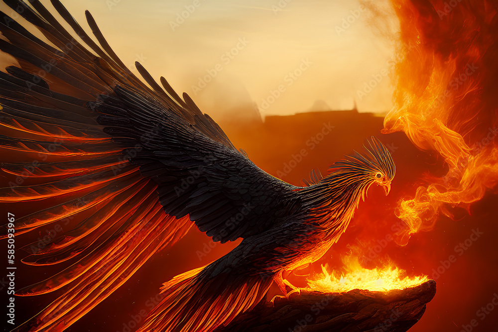 Phoenix and Fire, mythology, a mythical bird risen from the ashes ...