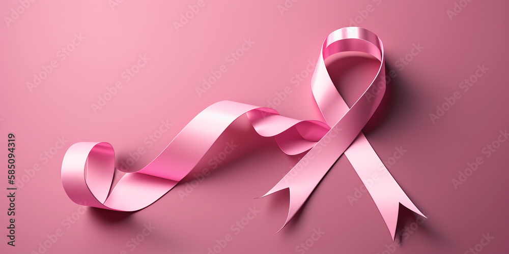 pink ribbon with pink background representing world breast cancer ...