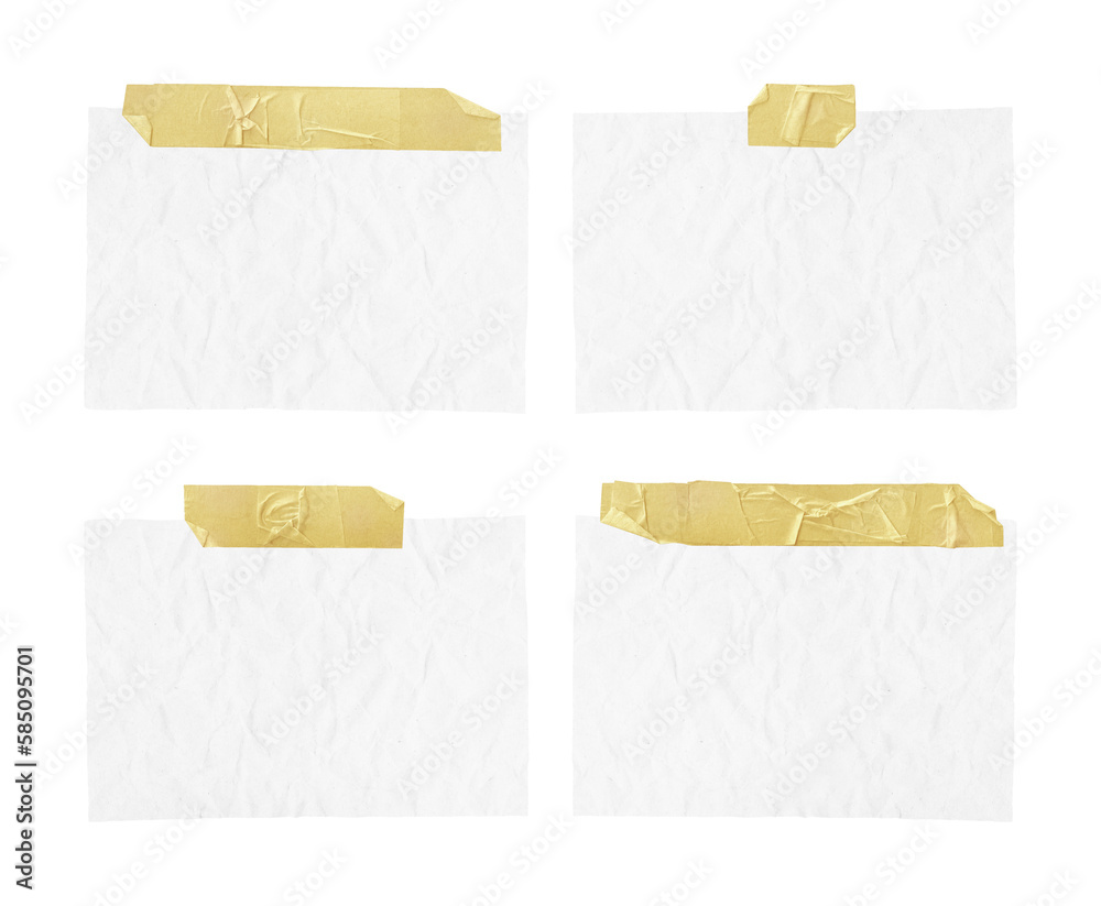 White ripped crumpled paper strips collection. Realistic paper scraps ...