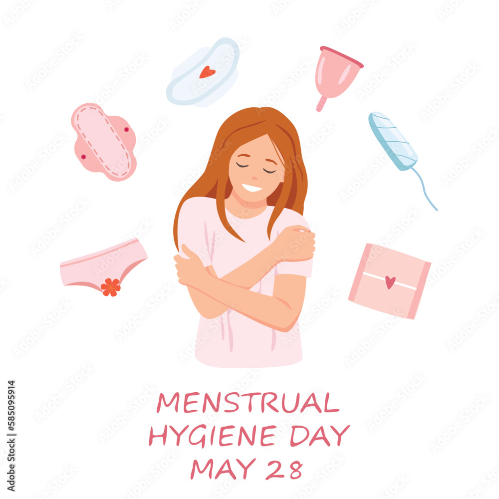 Menstrual hygiene day. Period concept. Various products for women ...