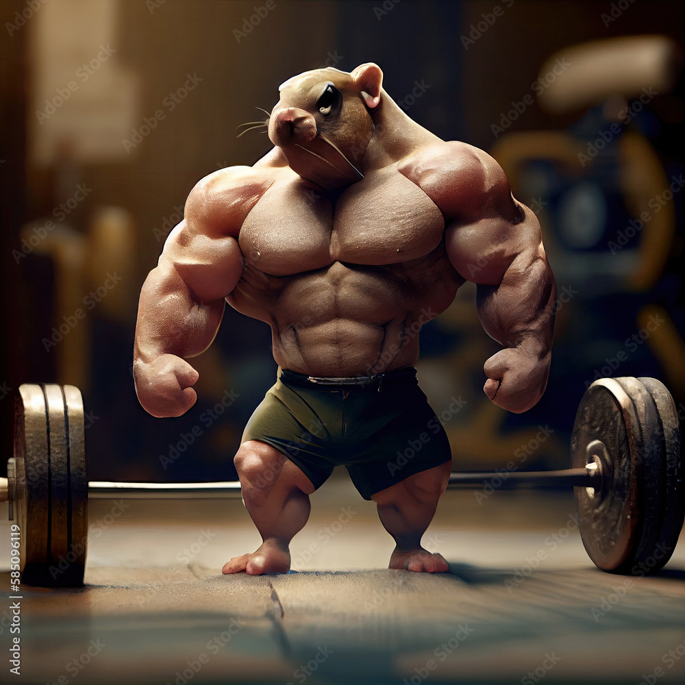 Mouse Bodybuilder, Muscular Rat in Gym, Abstract Generative AI Illustration Stock Illustration ...