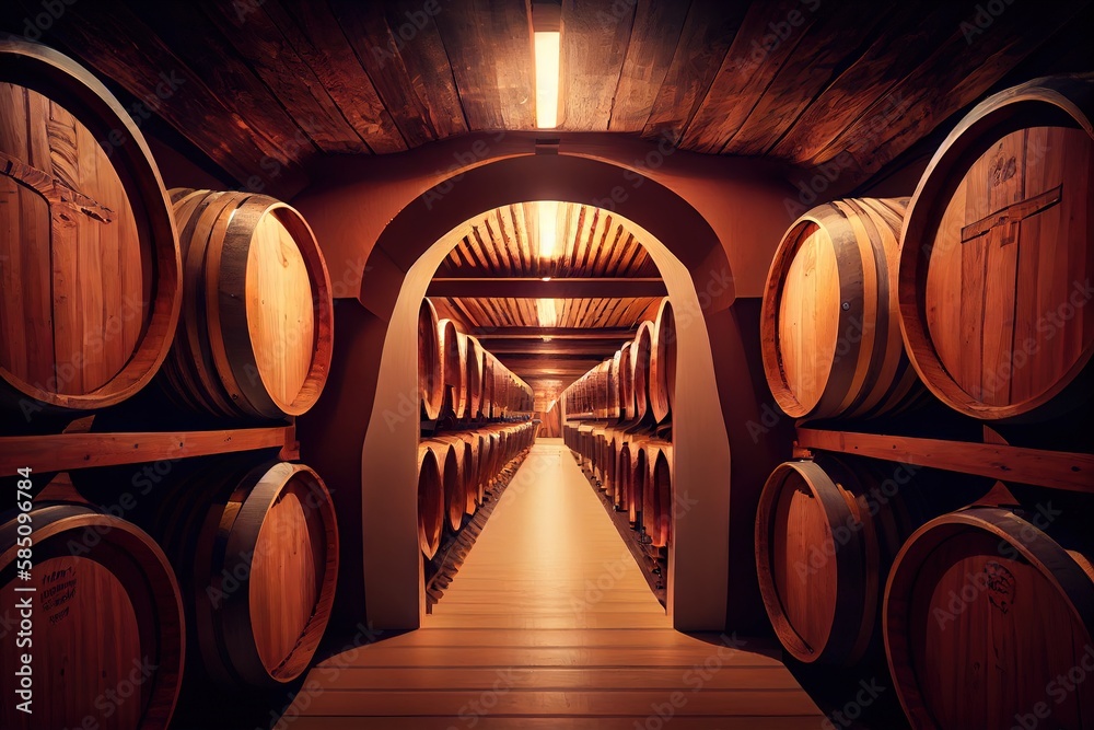 Old Wine Cellar with Oak Barrels, Winery Basement, Wine Cellar Abstract ...