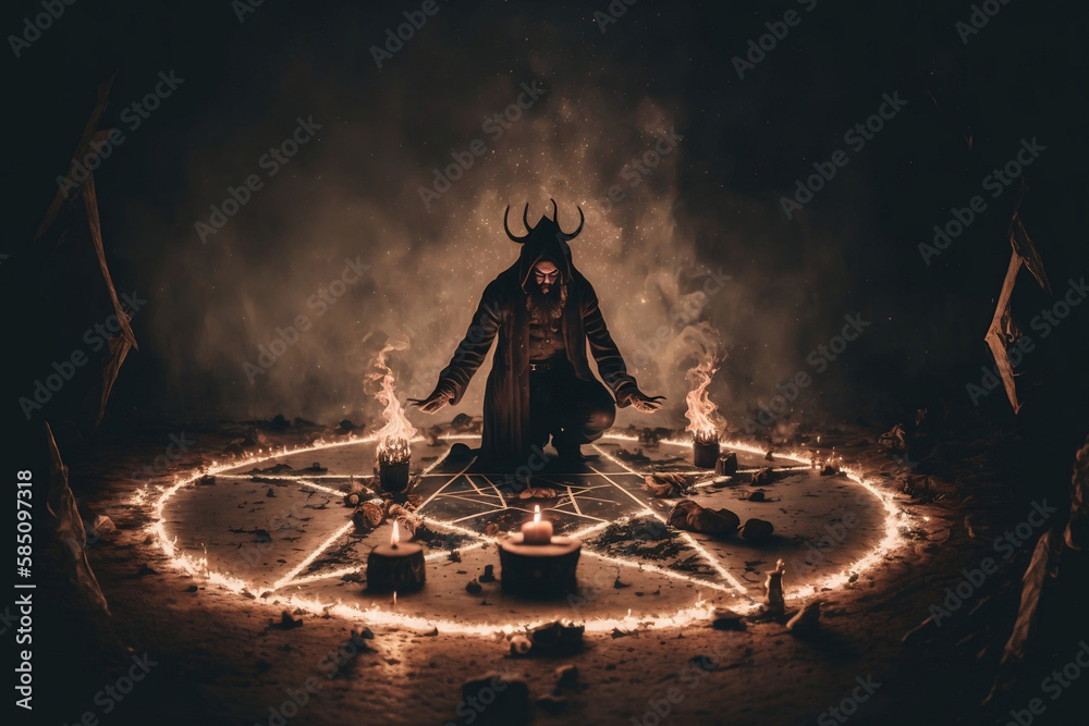 perform rituals and summon magical powers, generative ai ilustração do ...