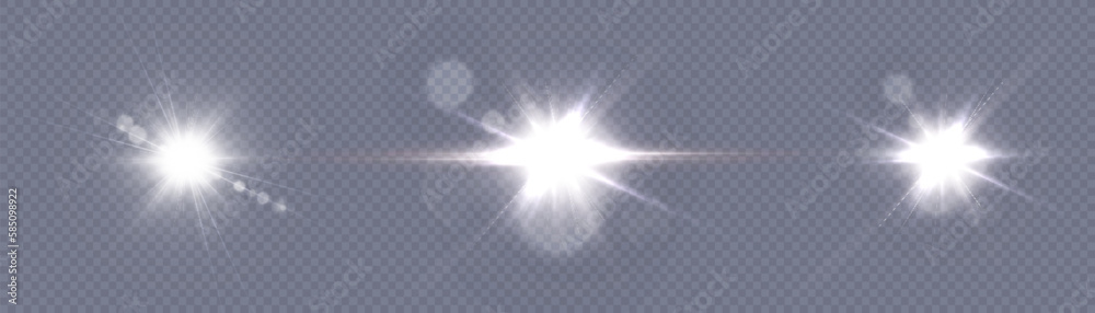 Set Light sources, concert lighting, stage spotlights. Star, bright sun ...