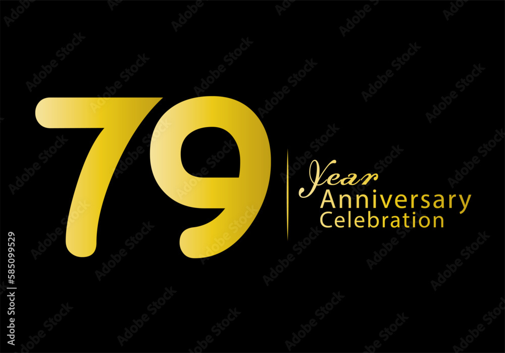 79 years anniversary celebration logotype gold color vector, 79th ...