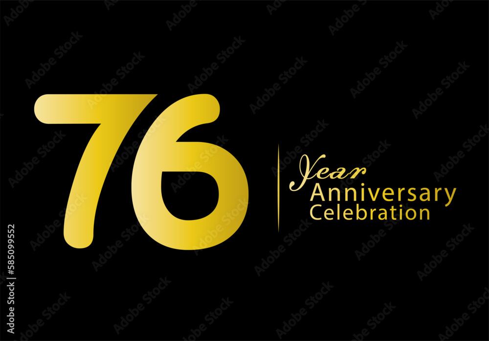 76 years anniversary celebration logotype gold color vector, 76th ...